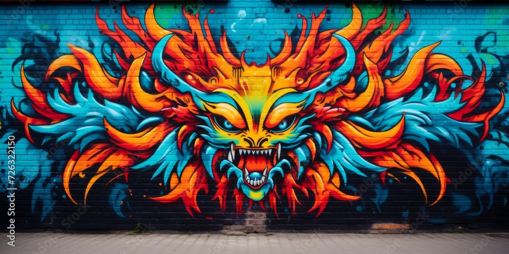 Wall Adorned With Vibrant And Bold Graffiti Art. Сoncept Creative ...