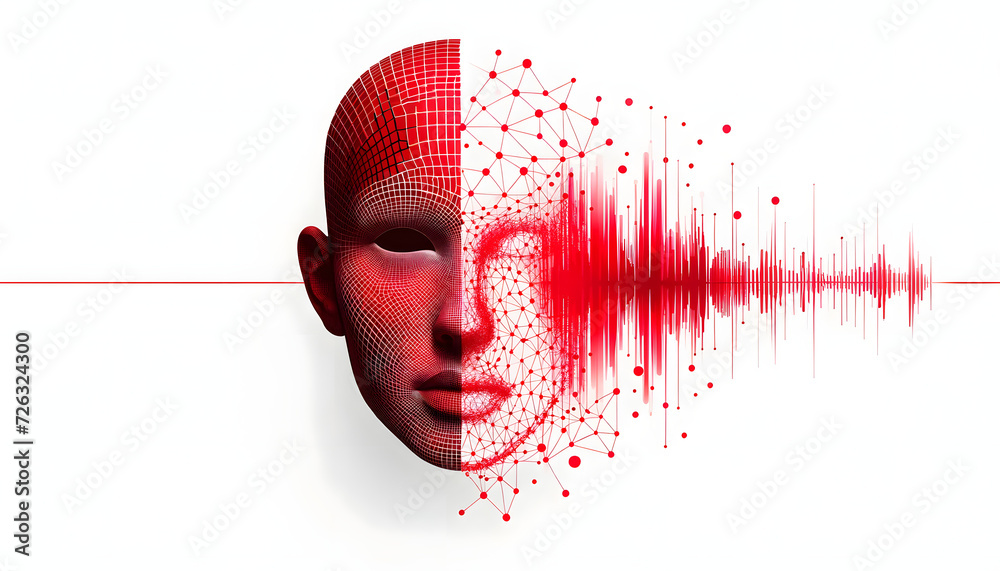 Deepfake illustration background. AI machine learning generated fake ...