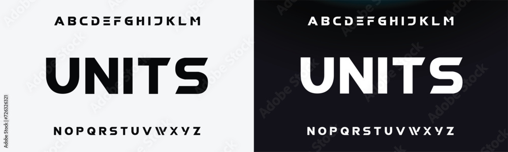 Creative modern technology alphabet fonts. Abstract typography urban ...