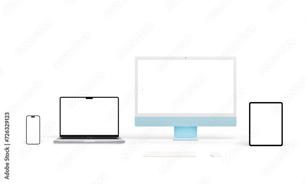 Modern computer devices with varied screen resolutions for app or web ...