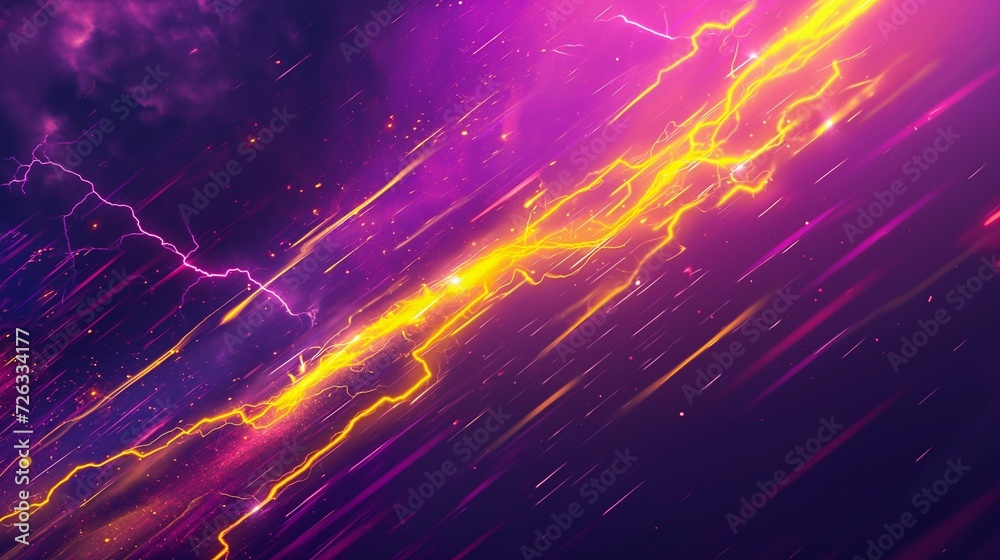 Purple background with electric lightning, discharge of energy, the ...