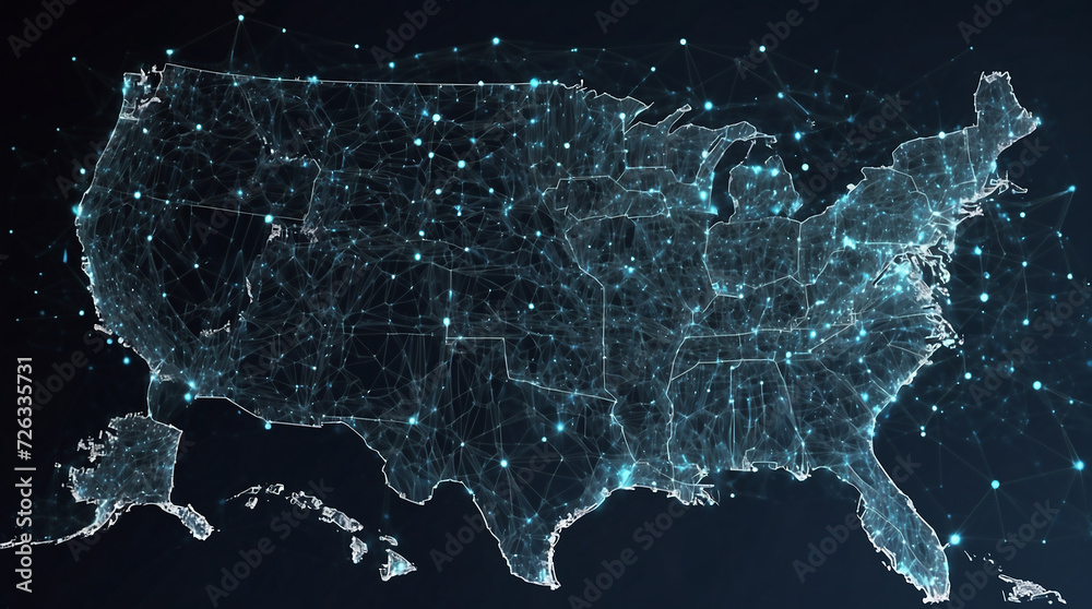 USA Map digital technology concept, background. Stock Illustration ...