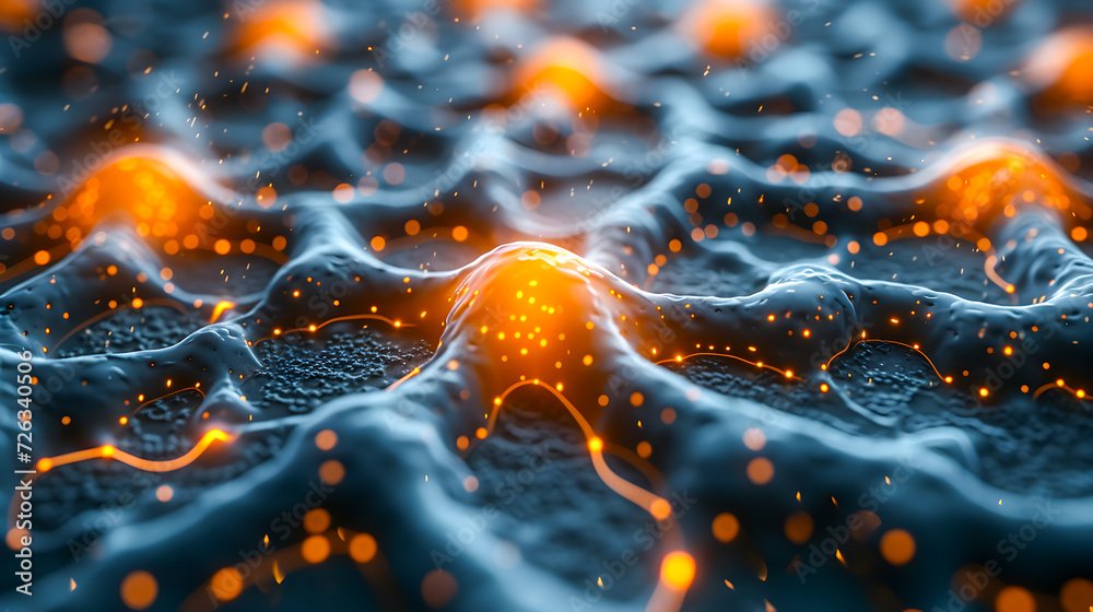 Abstract visualization of neural network activity with glowing waves ...