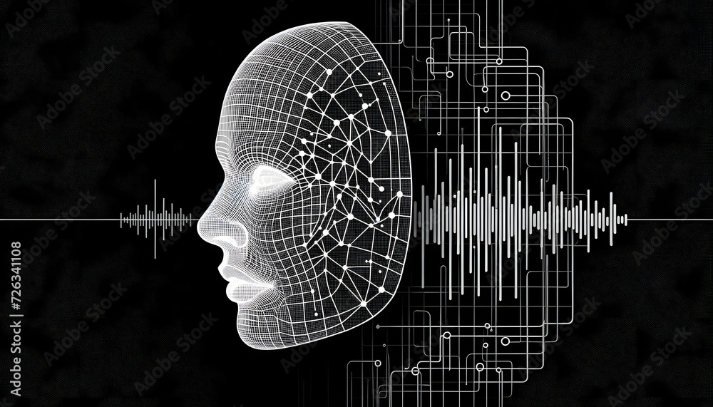 Deepfake illustration background. AI machine learning generated fake ...