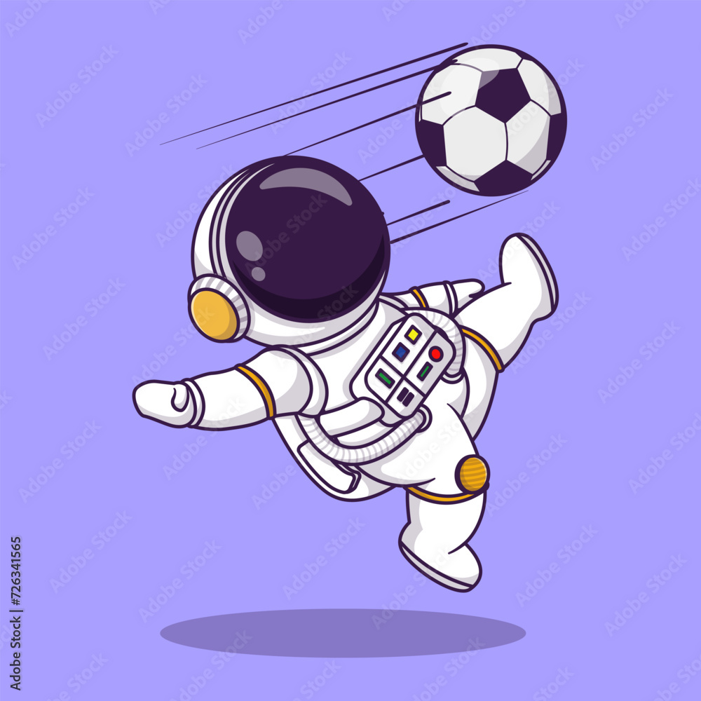 Cute astronaut playing soccer cartoon vector icon illustration ...