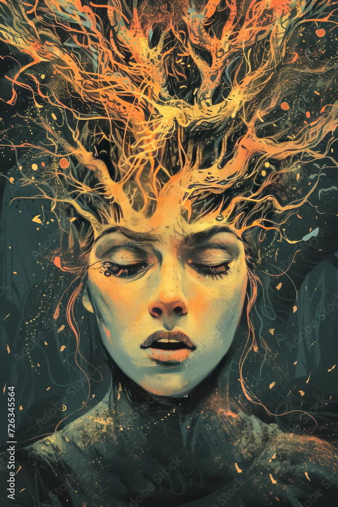 Stress Awareness. Generative Image. A digital illustration of a man’s ...