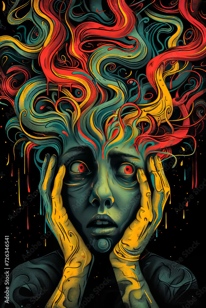 Stress Awareness. Generative Image. A digital illustration of a man’s ...