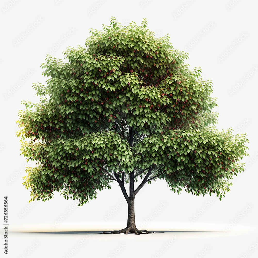 Beautiful single green tree isolated white background, ultra HD ...