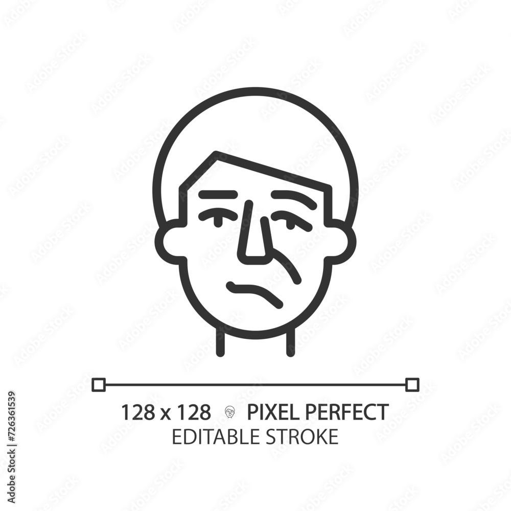 Facial nerve paralysis linear icon. Bells palsy. Neurological medical ...