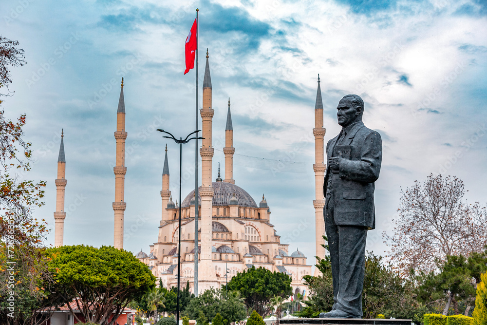 Statue of Mustafa Kemal Ataturk, founder of the Republic of Turkiye in ...