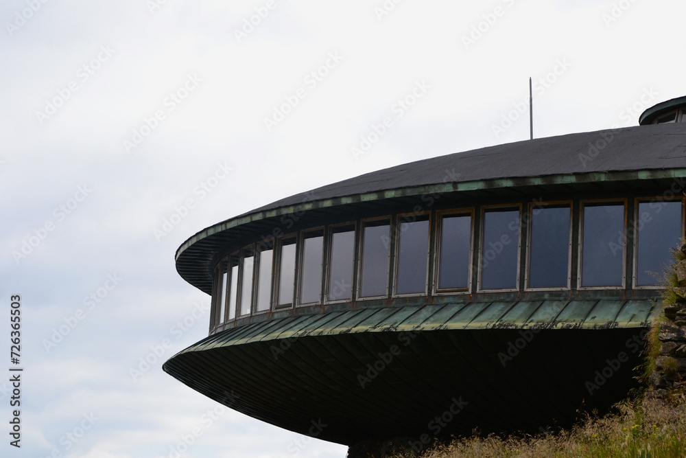 Sniezka, Poland and Czech Republic border. The Polish meteo observatory ...