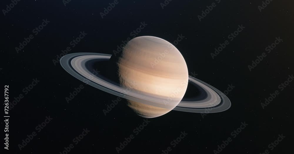 Saturn Rotate Background With Stars. Realistic Saturn Planet And Space ...