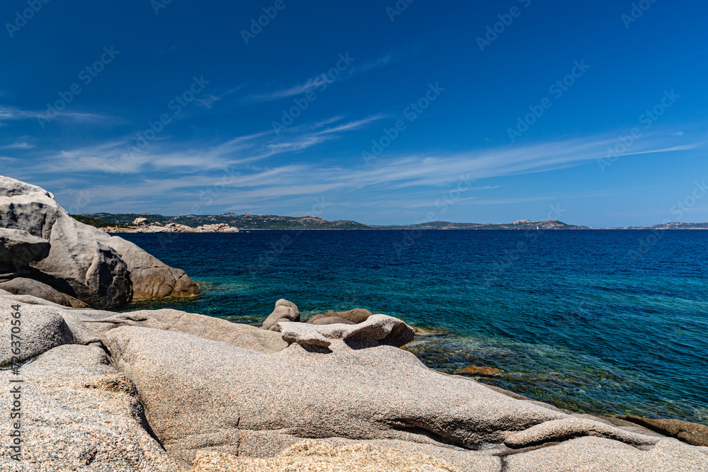 Mediterranean Shoreline View with Clear, Turquoise Ocean, Gentle Waves ...