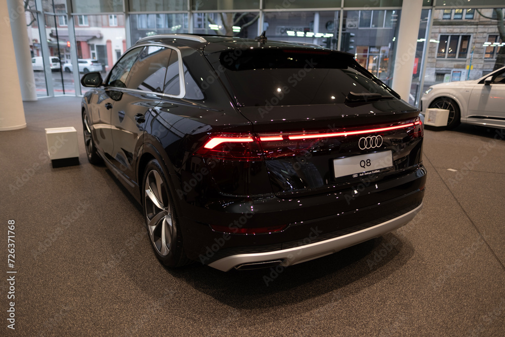 new black Luxury hybrid SUV Car Audi E-Tron Q8, taillights, SUV rear ...