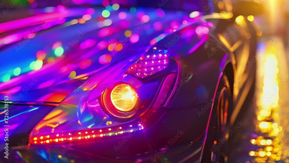 Up close and personal with a cars headlights showcasing a dreamy ...