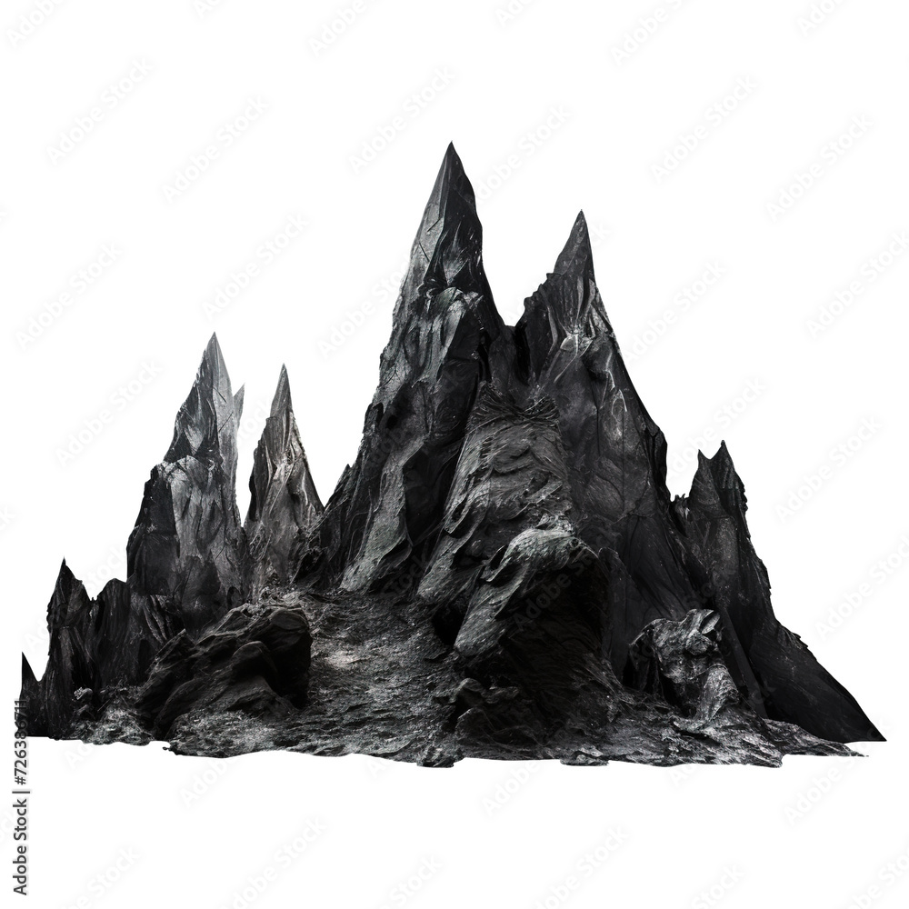 black pointed rocks in the mountain on transparent background Remove ...