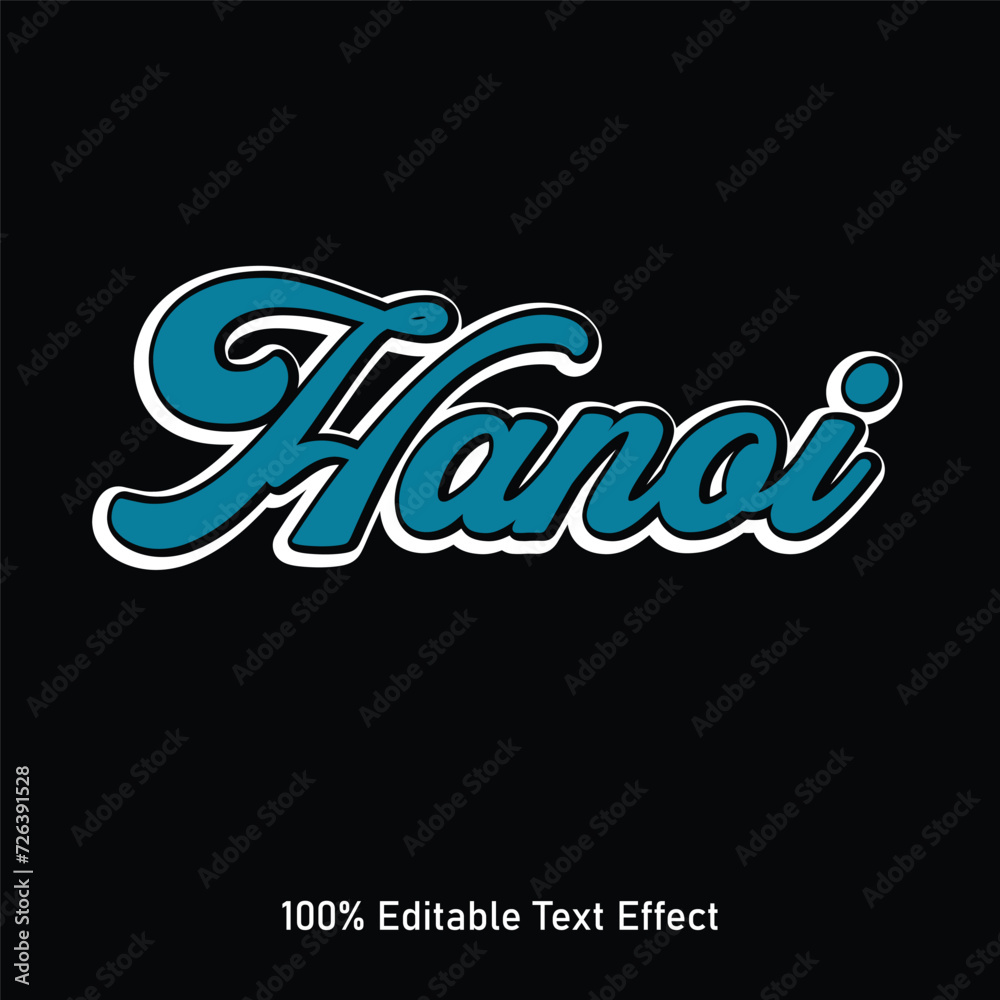 Hanoi text effect vector. Editable college t-shirt design printable ...