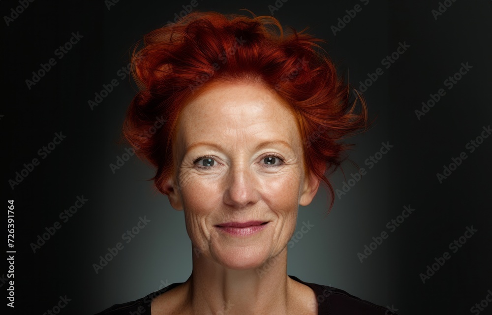 A beautiful elderly redhead exudes elegance and sophistication, her ...