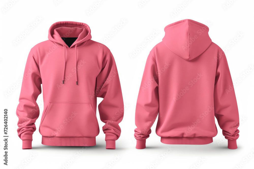 Front and Back Pink Hoodie Mockup Display , High-resolution mockup of a ...