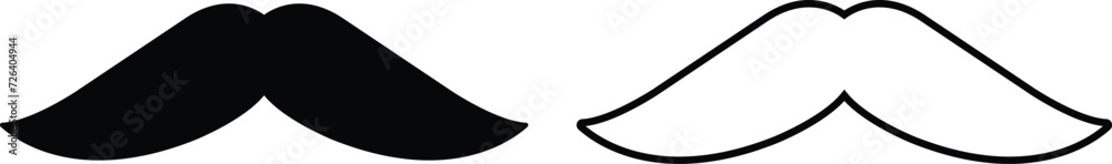 Hipster mustache icon set. Different flat or line vector collection ...