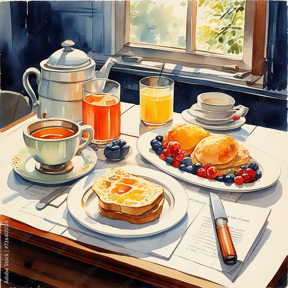 Serene Elegance: Watercolor Brunch in a French Country House Setting ...