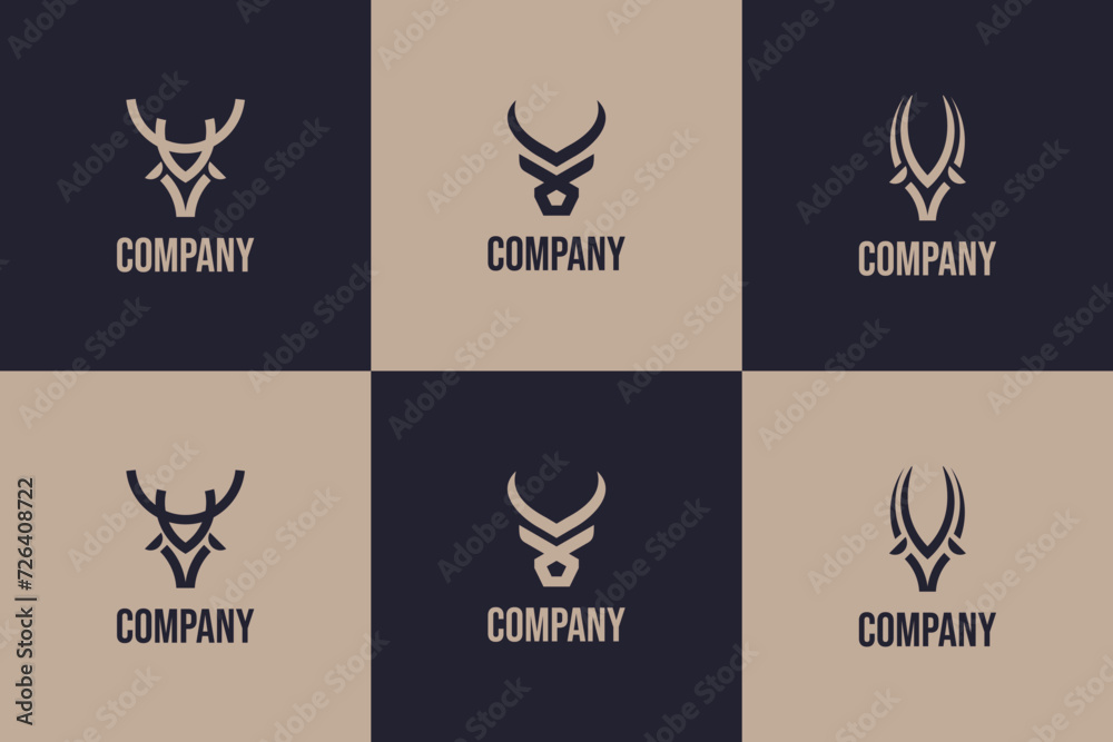 a collection of cool horn logo design inspiration Stock Vector | Adobe ...
