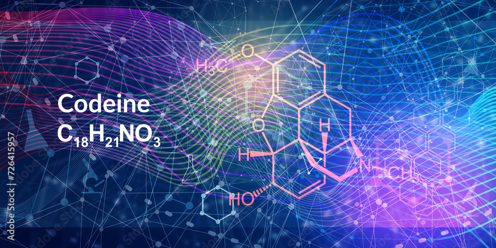 Codeine pain and cough relief drug molecule. Skeletal formula. Stock ...