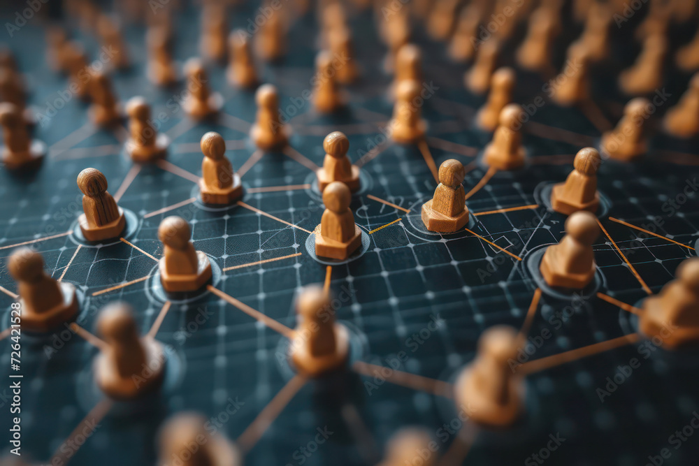 Touching network connecting the human dots icon in business project ...