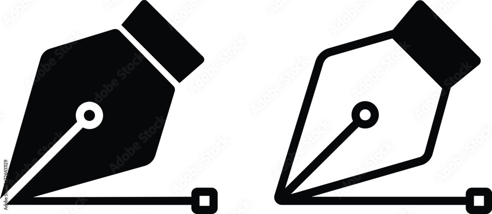 Pen tool icon set, curve bezier cursor symbol equipment, drawing app ...