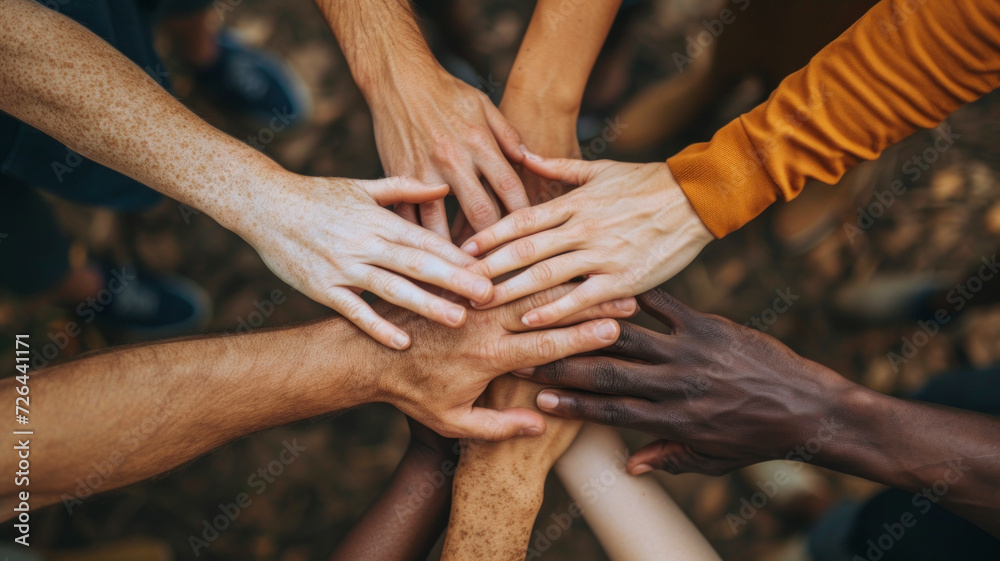 People of different races religions and backgrounds joining hands ...
