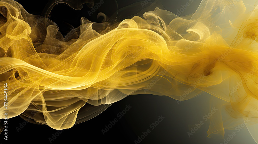 Wispy Yellow Smoke Flowing on Black Background - Generative AI Stock ...