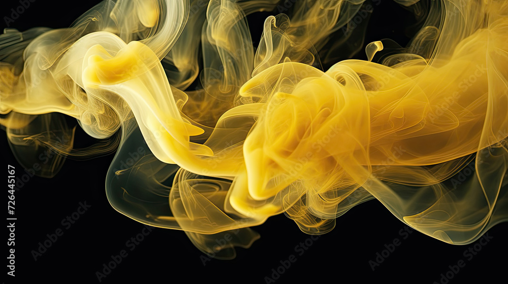 Wispy Yellow Smoke Flowing on Black Background - Generative AI Stock ...