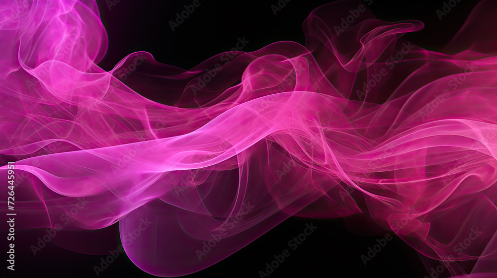 Wispy Pink Smoke Flowing on Black Background - Generative AI Stock ...