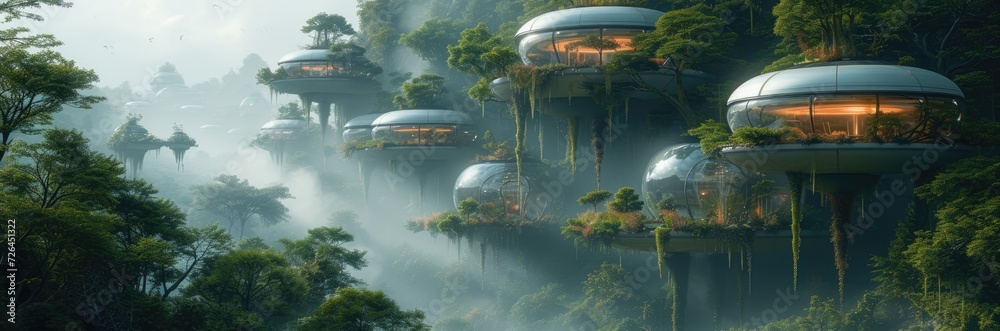 Symbiotic city with architecture integrated into nature Stock Photo ...