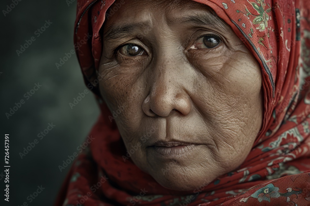 Indonesian woman in national clothes portrait close up from history of ...