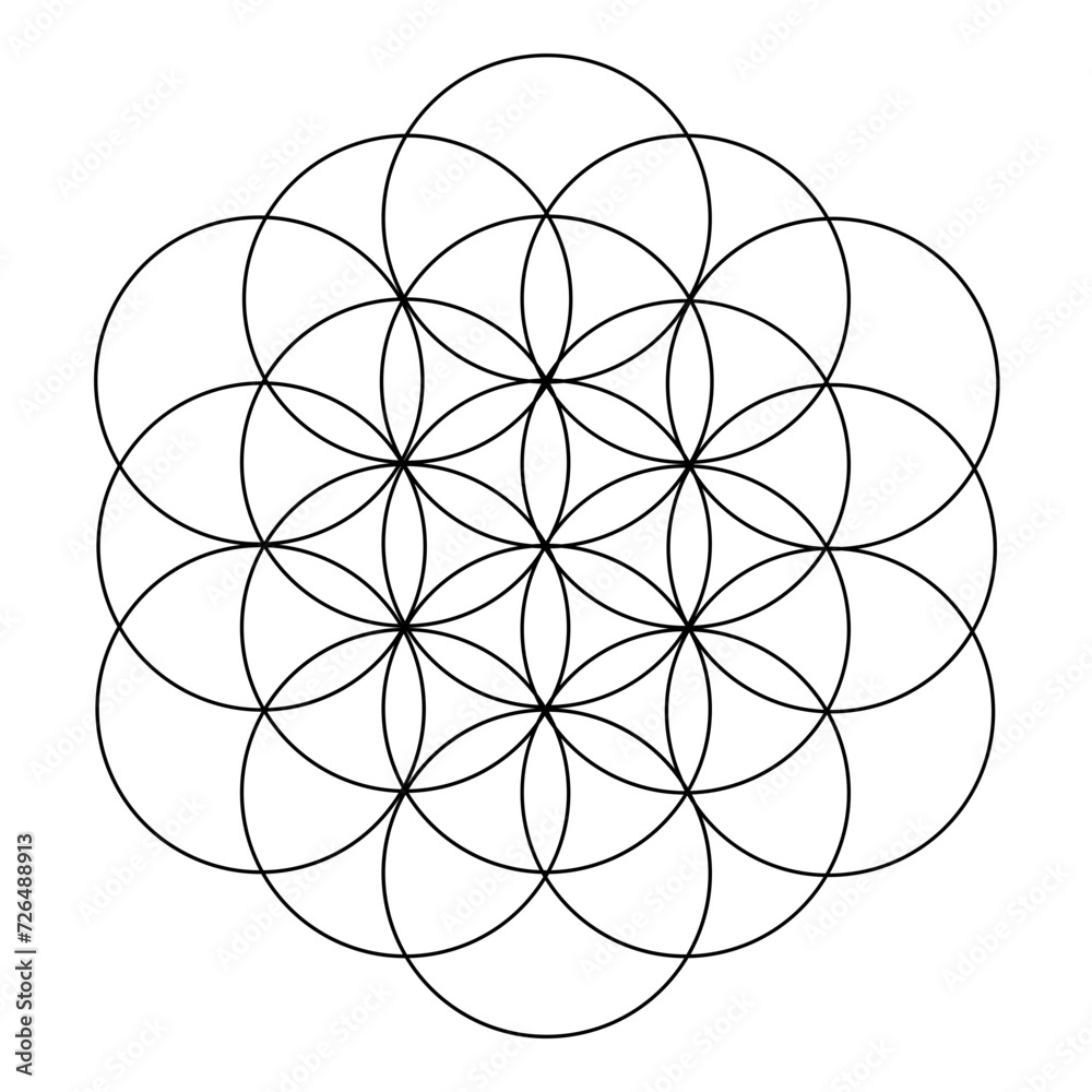 Flower of life. Spiritual symbol of Energy, Harmony, Balance. Structure ...