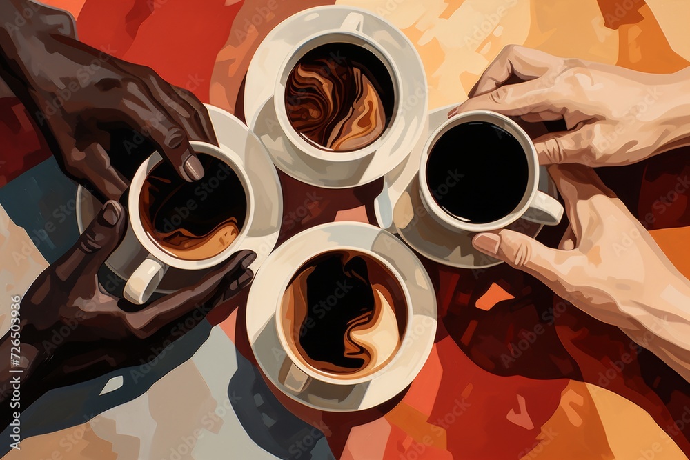 An eclectic mix of caffeine enthusiasts gather around a steaming pot of ...