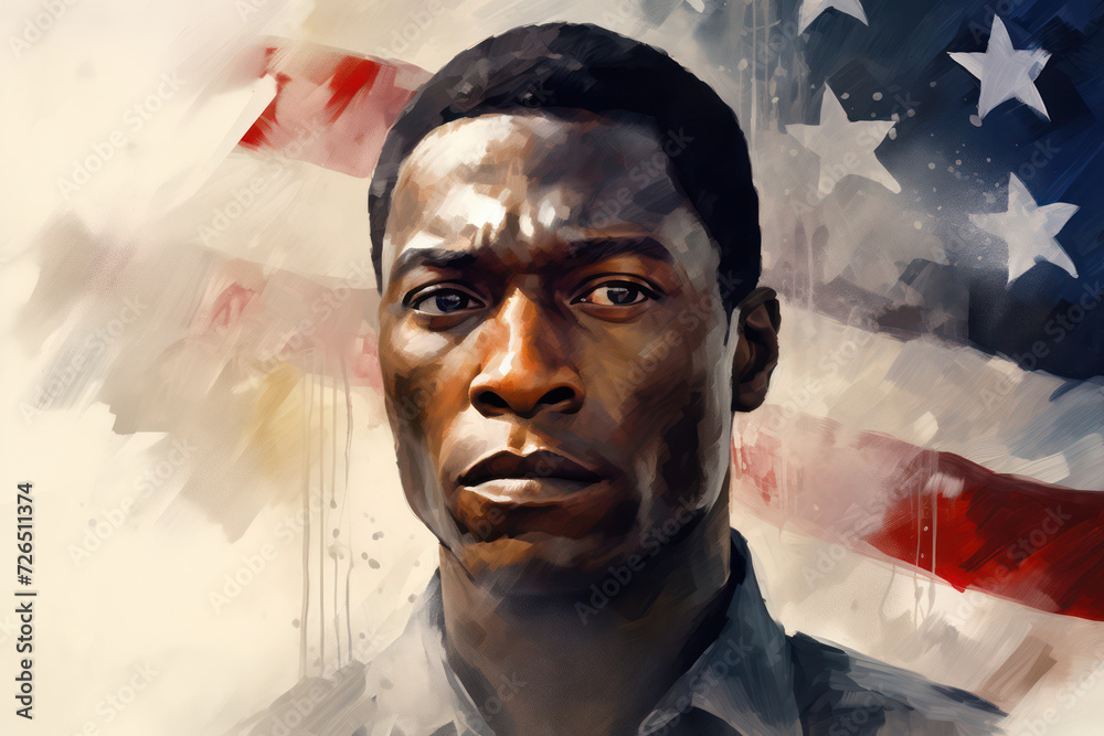 Serious, Handsome African-American Male Profile Portrait Against ...