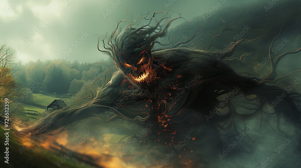 Sickly Grotesque Demon Entity Lurking Hills Countryside Stock イラスト ...
