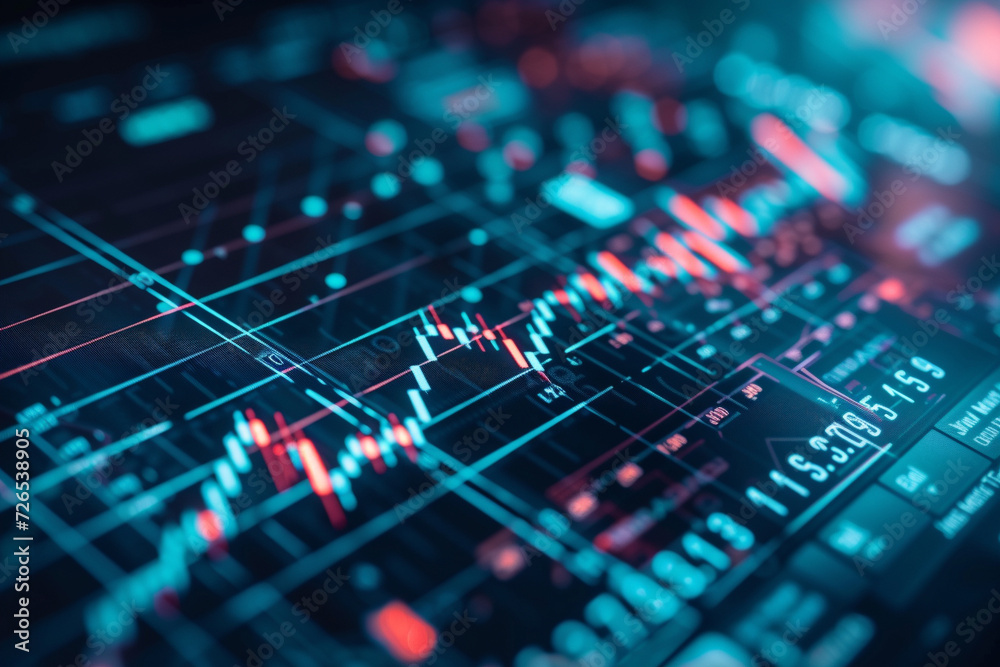 Market analysis and economy forecast visualized through a detailed ...