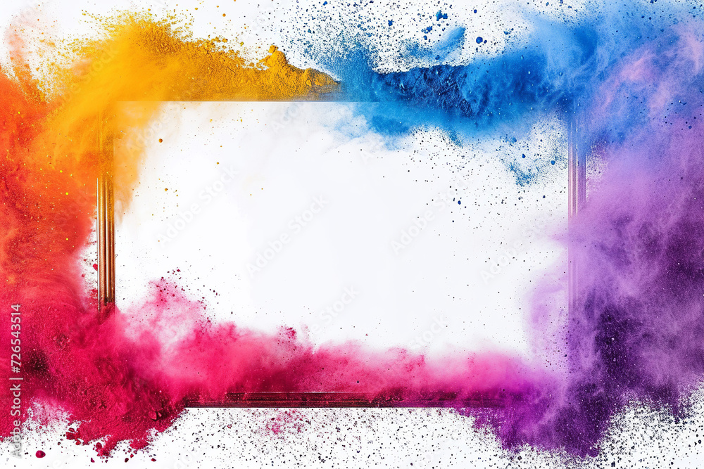 Frame border with copy space of colorful rainbow holi paint color ...