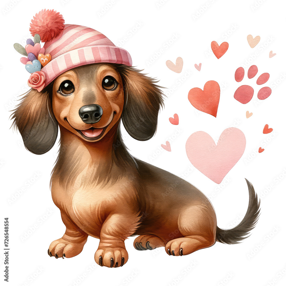 Dachshund Valentine Clipart | Cute Dog Illustrations for Love Cards ...