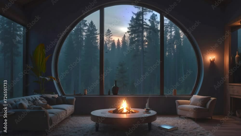 stream overlay loop animation, background. cozy living room with ...