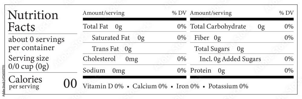 Nutrition Facts Label Template - Text Editable and Scalable - Tabular ...