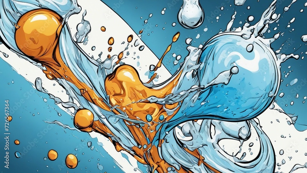 background with drops A water drop splash, representing the sound and ...