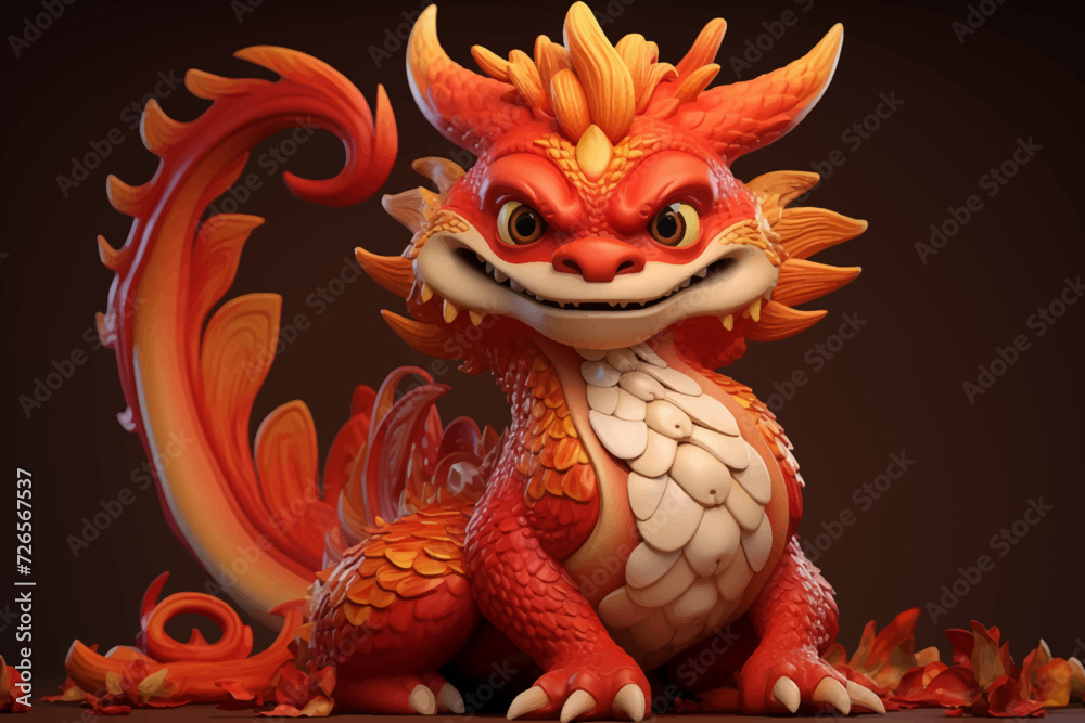 cute chibi chinese dragon for chinese new year 2024, chinese lucky ...