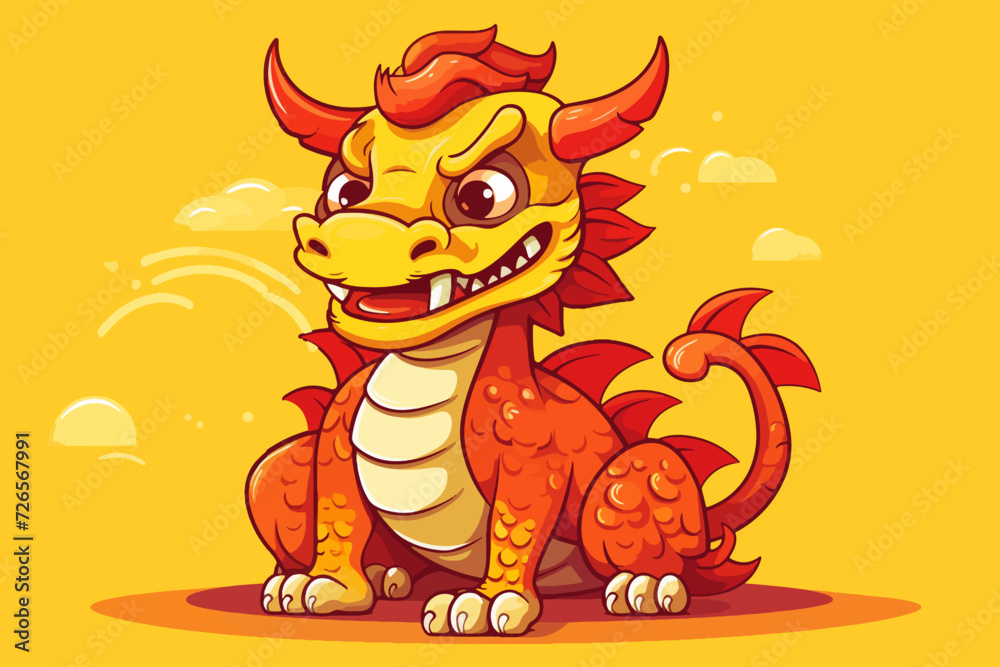 cute chibi chinese dragon for chinese new year 2024, chinese lucky ...