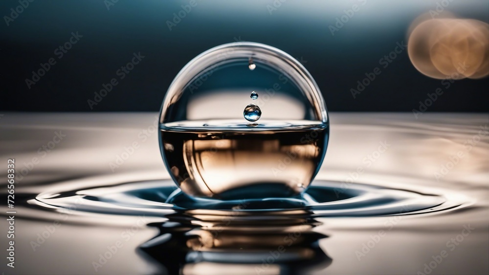 water drop falling into glass A water drop out, showing the gravity and ...
