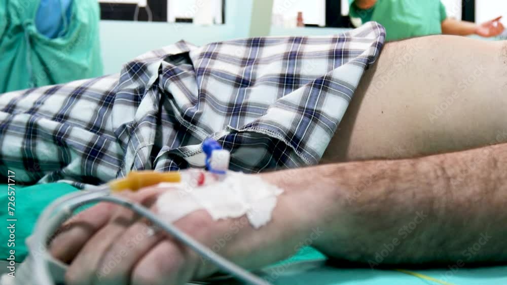 Prepared the patient for surgery, IV infusion cannula for intravenous ...