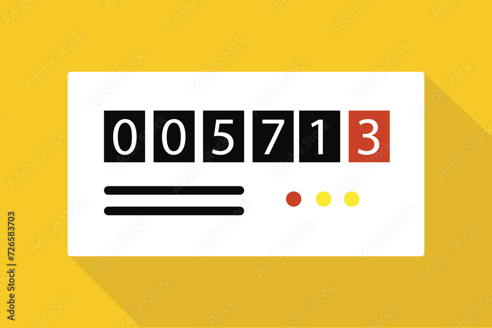 Counter display with running numbers, vector illustration on yellow ...
